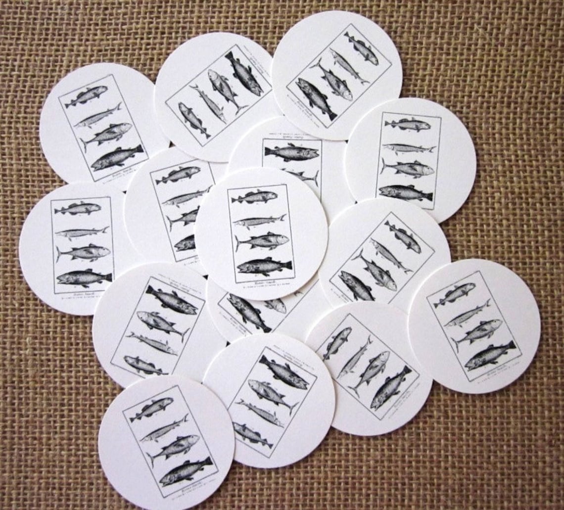 Fish Tags Round Paper Gift Tags Set of 10 - Etsy