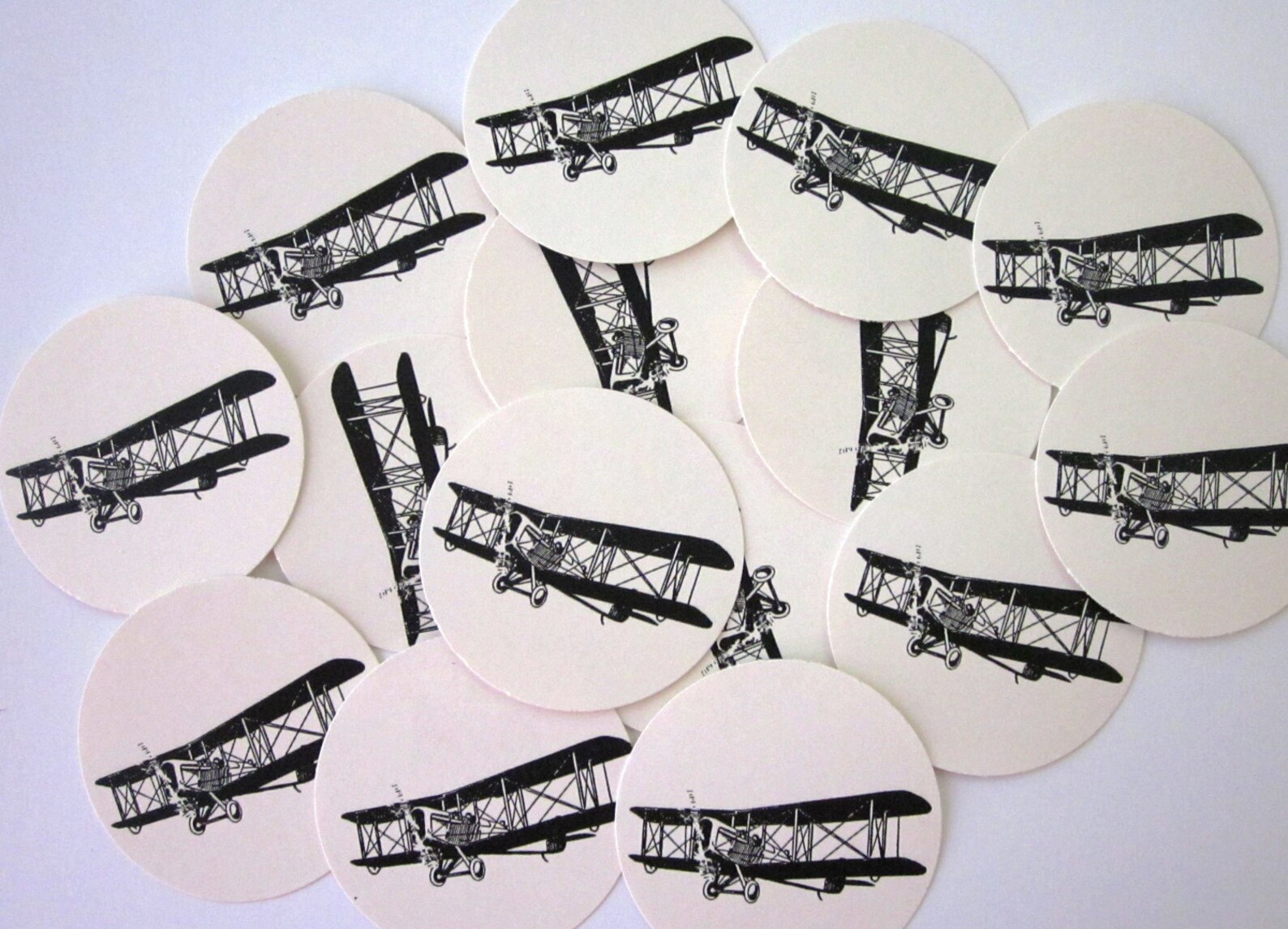 Biplane Airplane Tags Round Paper Gift Tags Set of 10 | Etsy