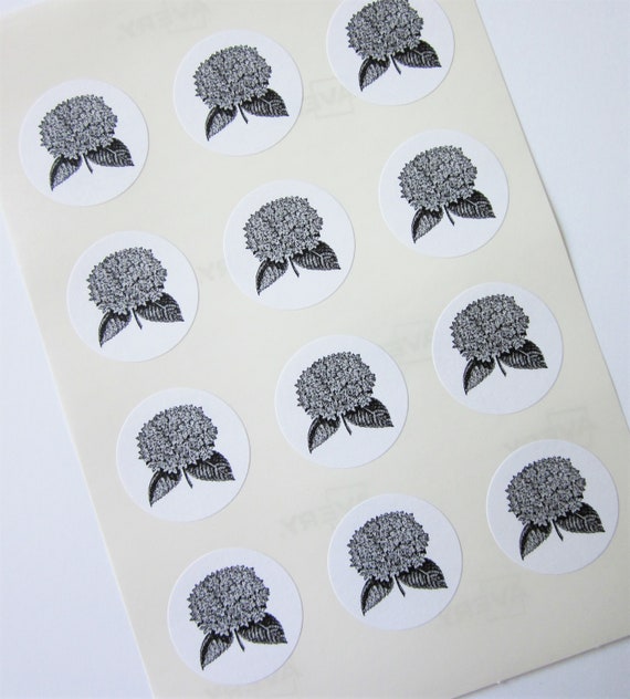 Hydrangea Flower Stickers One Inch Round Seals | Etsy