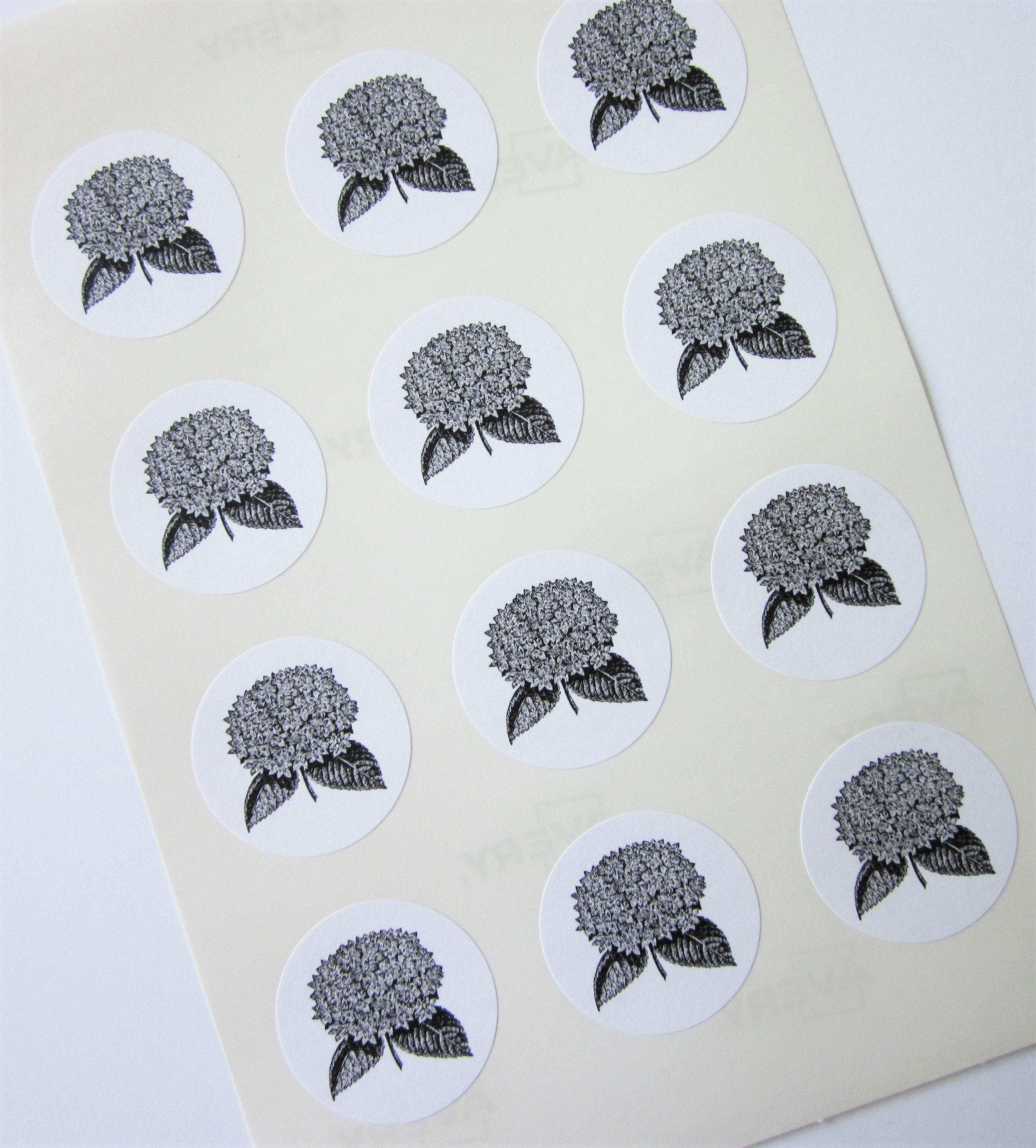 Hydrangea Flower Stickers One Inch Round Seals | Etsy