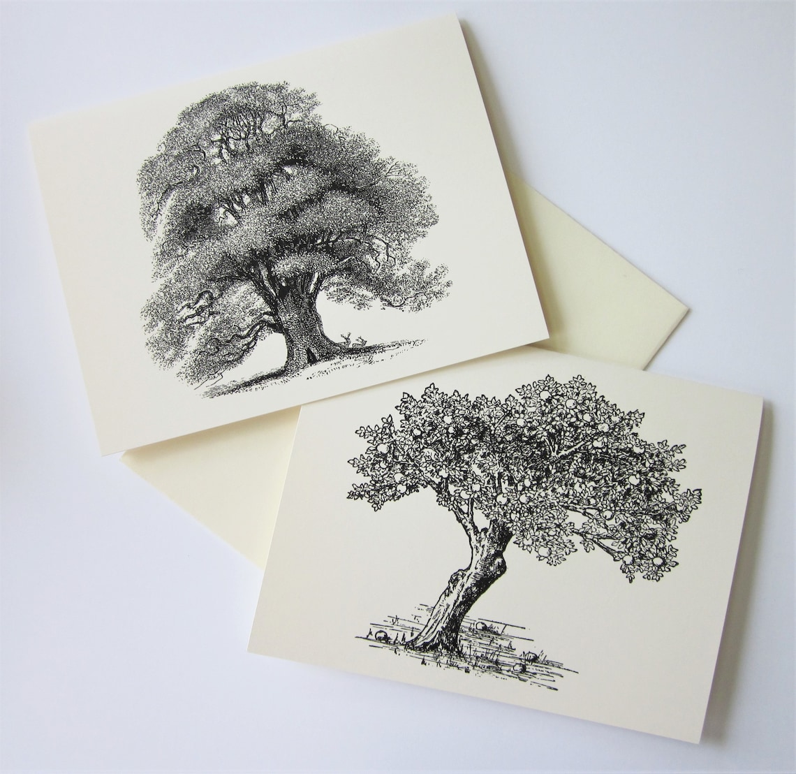 Tree Note Card Set of 10 in White or Light Ivory With Matching - Etsy