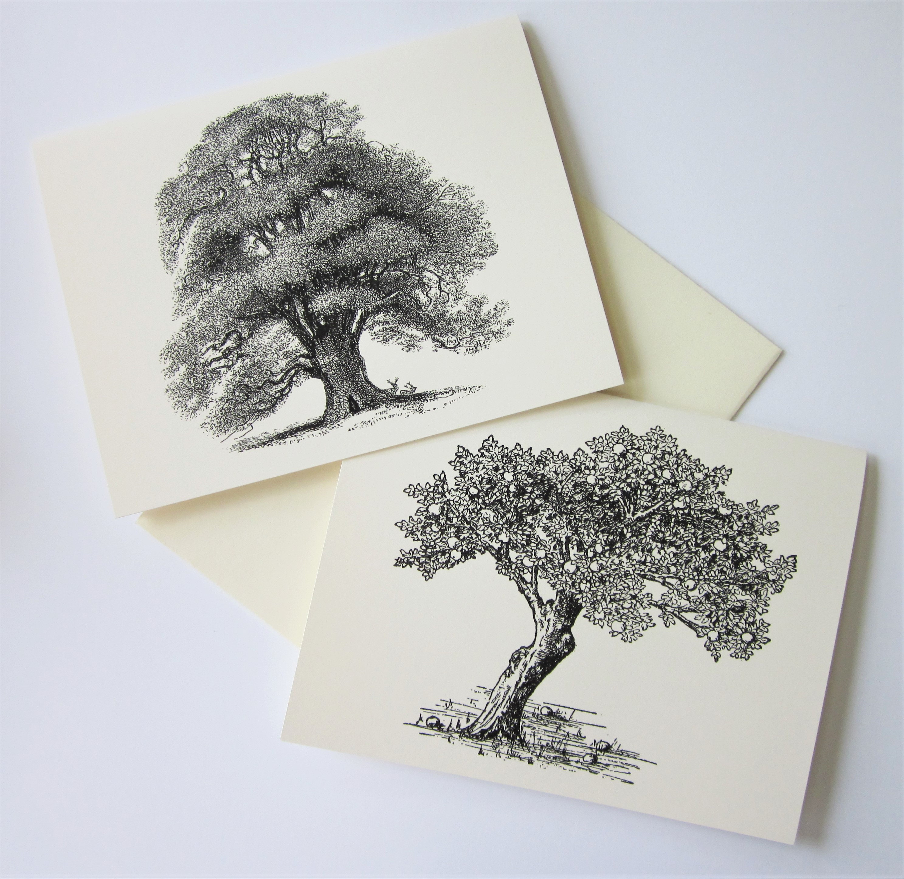 Tree Note Card Set of 10 in White or Light Ivory With Matching - Etsy