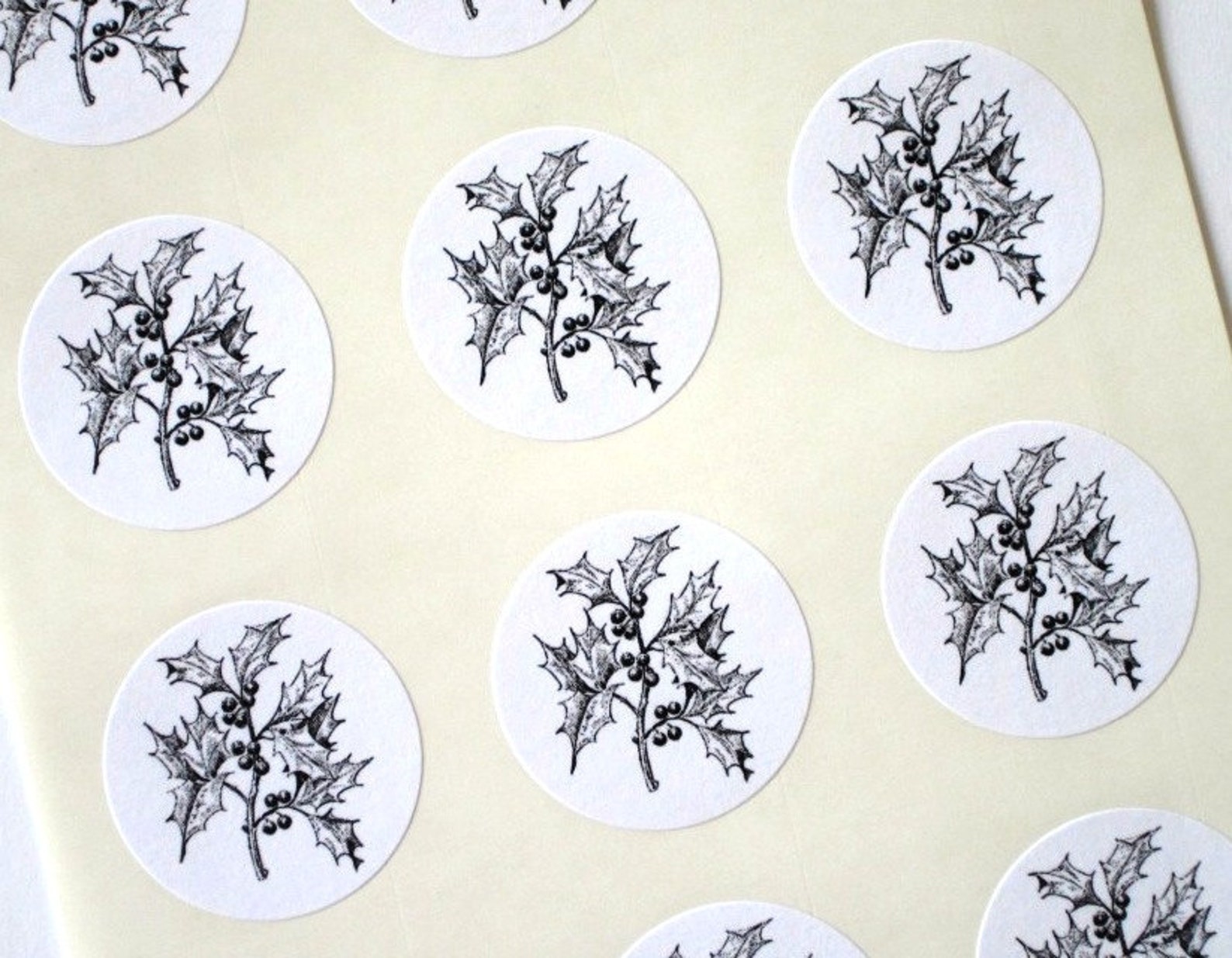 Holly Stickers One Inch Round Seals - Etsy