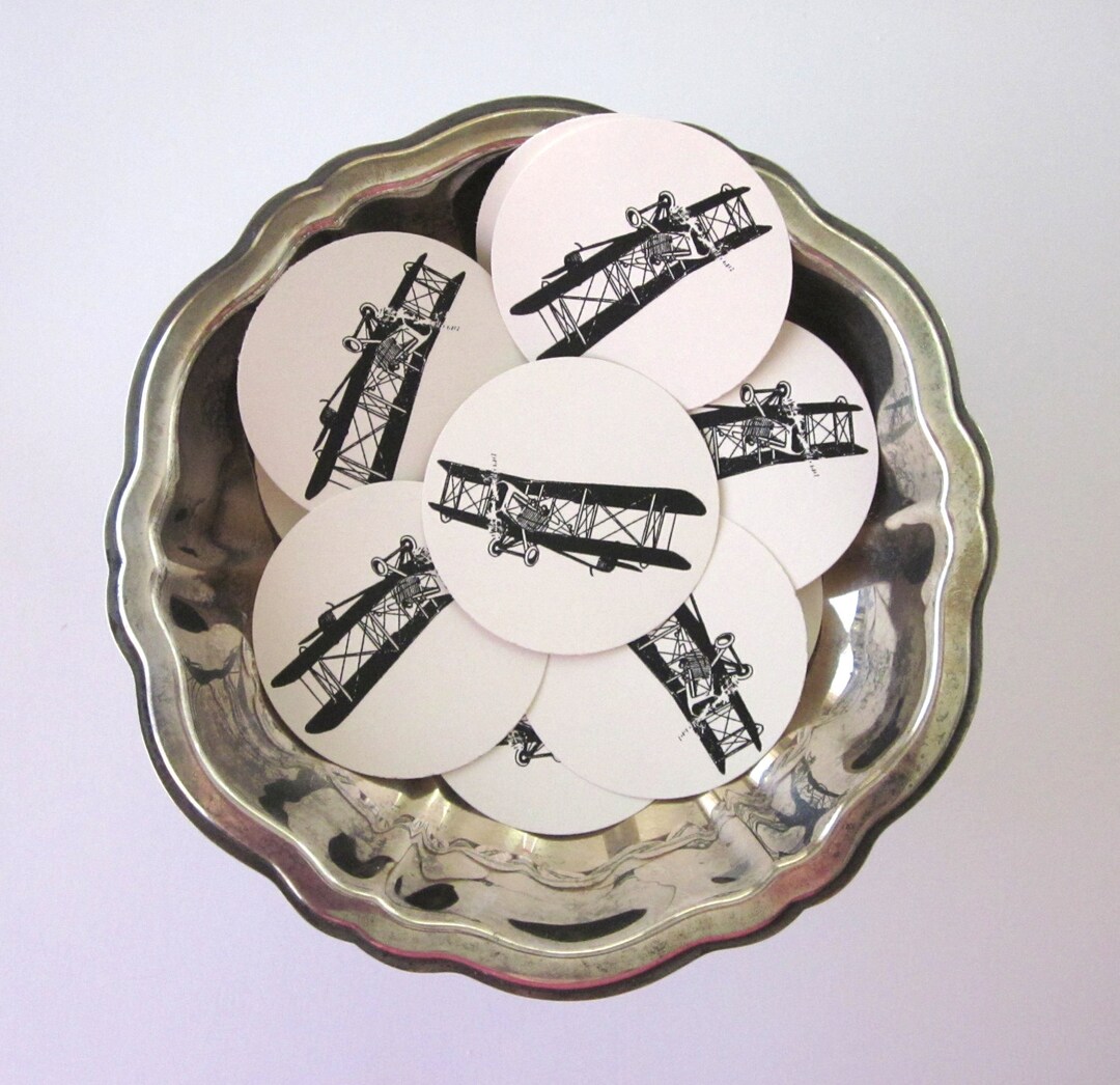 Biplane Airplane Tags Round Paper Gift Tags Set of 10 - Etsy