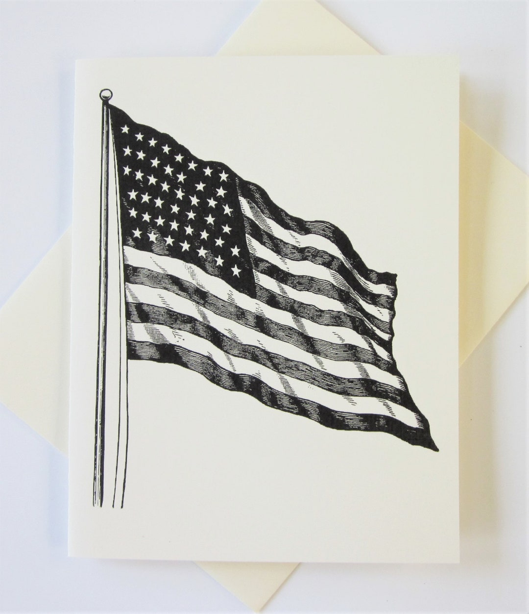 American Flag Note Cards Stationery Set of 10 Cards in White or Light ...