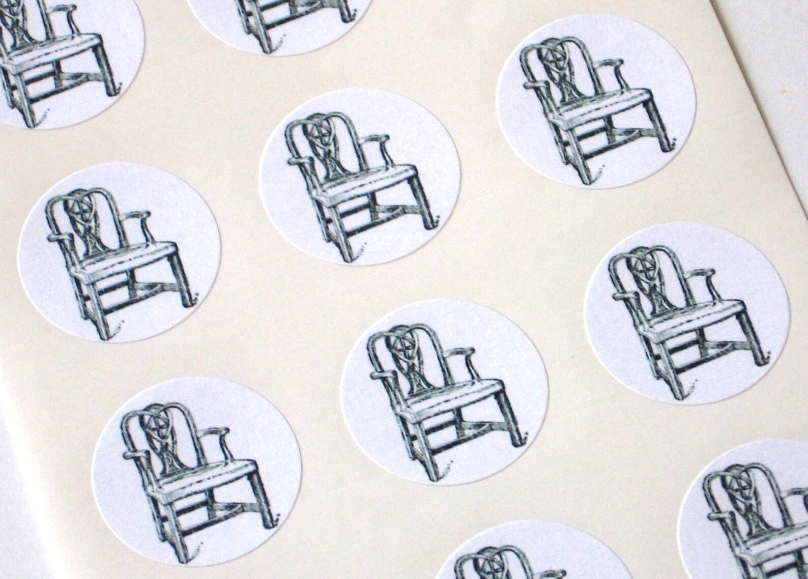 Vintage Chair Stickers One Inch Round Seals | Etsy