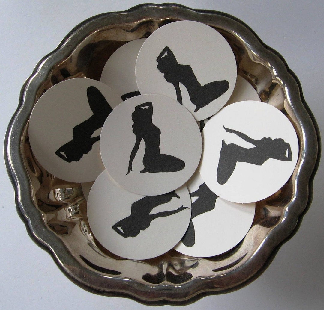 Pin-up Girl Silhouette Tags Set of 10 Round Paper Gift Tags - Etsy