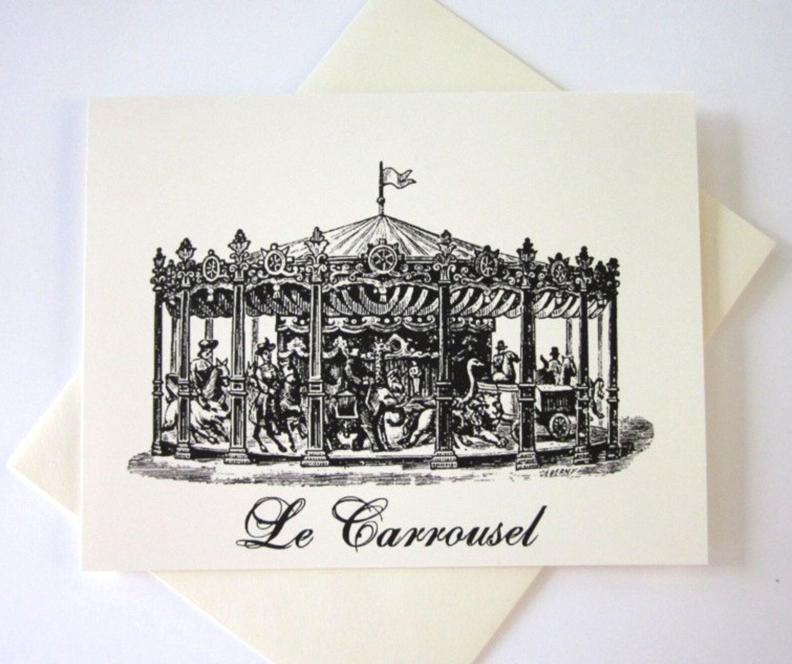French Carousel Note Cards Stationery Set of 10 Cards in White - Etsy