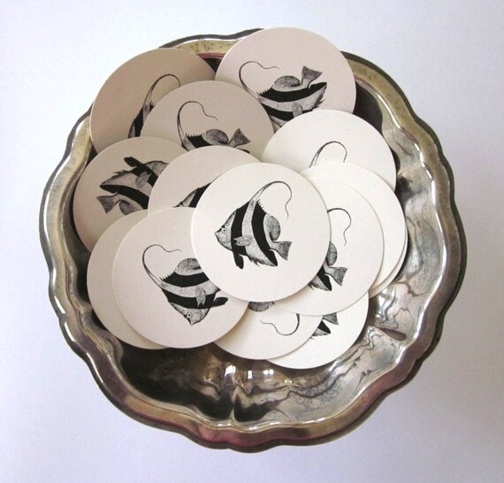 Angel Fish Tags Round Paper Gift Tags Set of 10 | Etsy