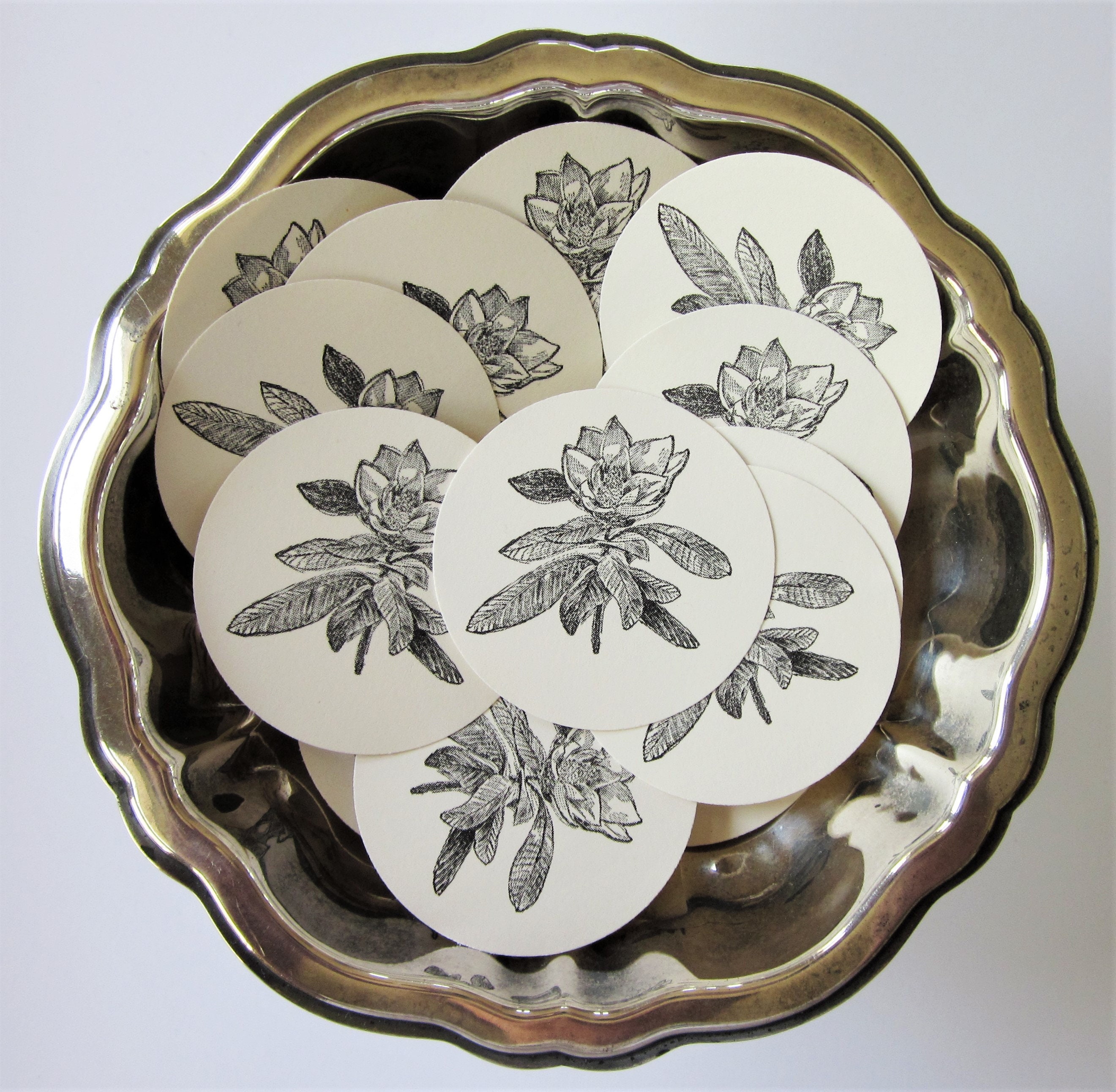 Magnolia Flower Round Gift Tags Set of 10 - Etsy
