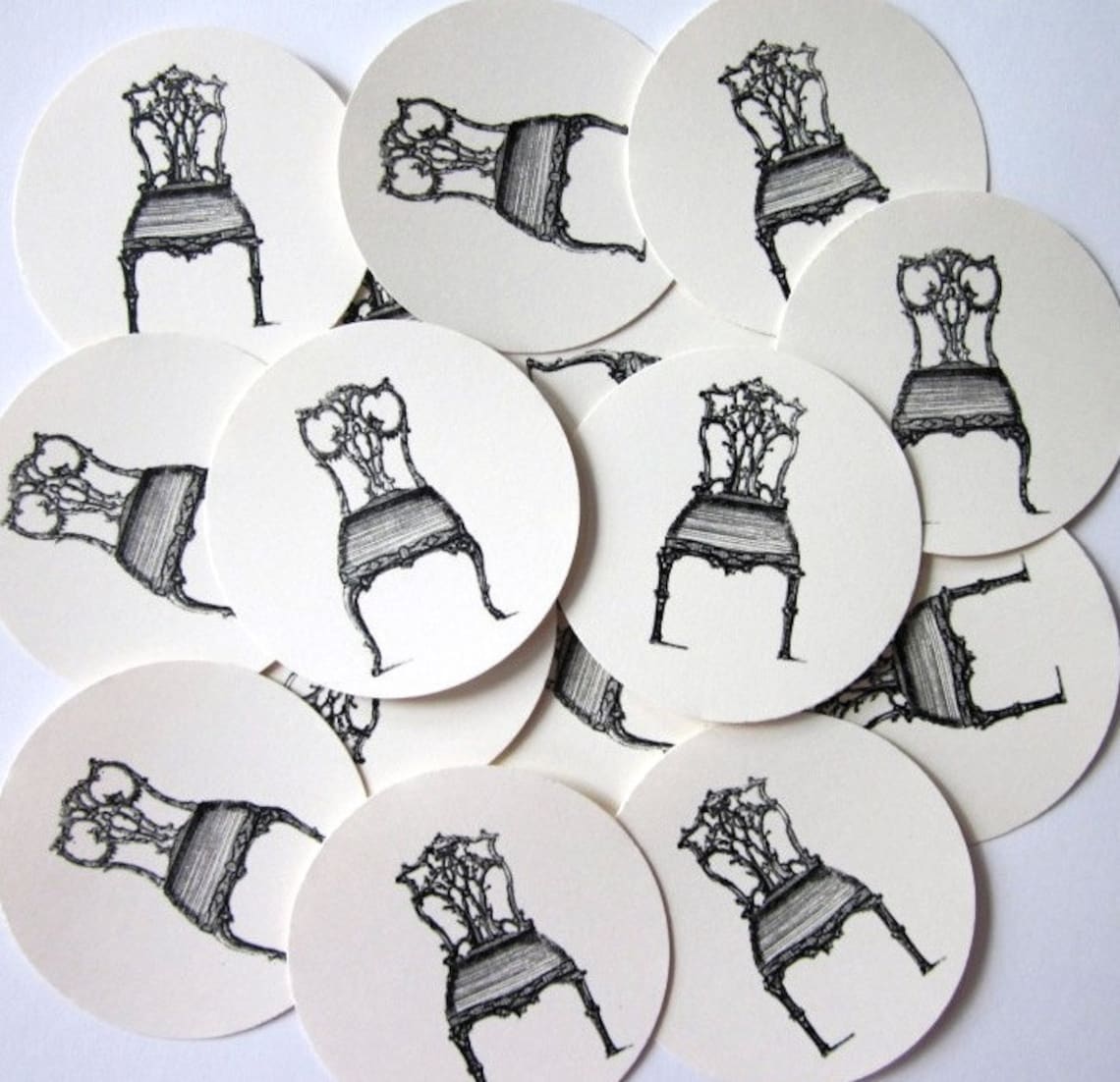 Vintage Chair Tags Round Gift Tags Set of 10 - Etsy