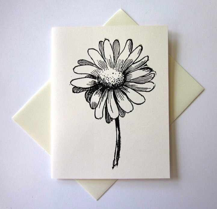 Daisy Flower Note Cards Stationery Set of 10 Cards in White or Light ...