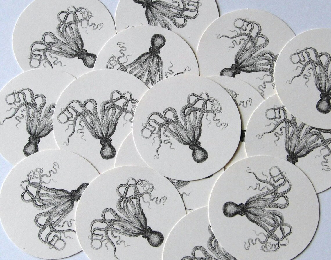 Octopus Tags Round Gift Tags Set of 10 - Etsy