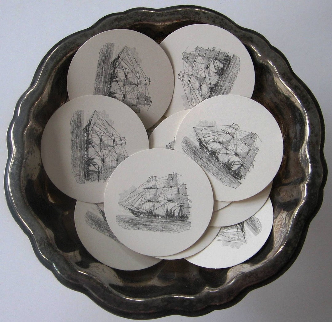 Sailing Ship Tags Round Gift Tags Set of 10 - Etsy