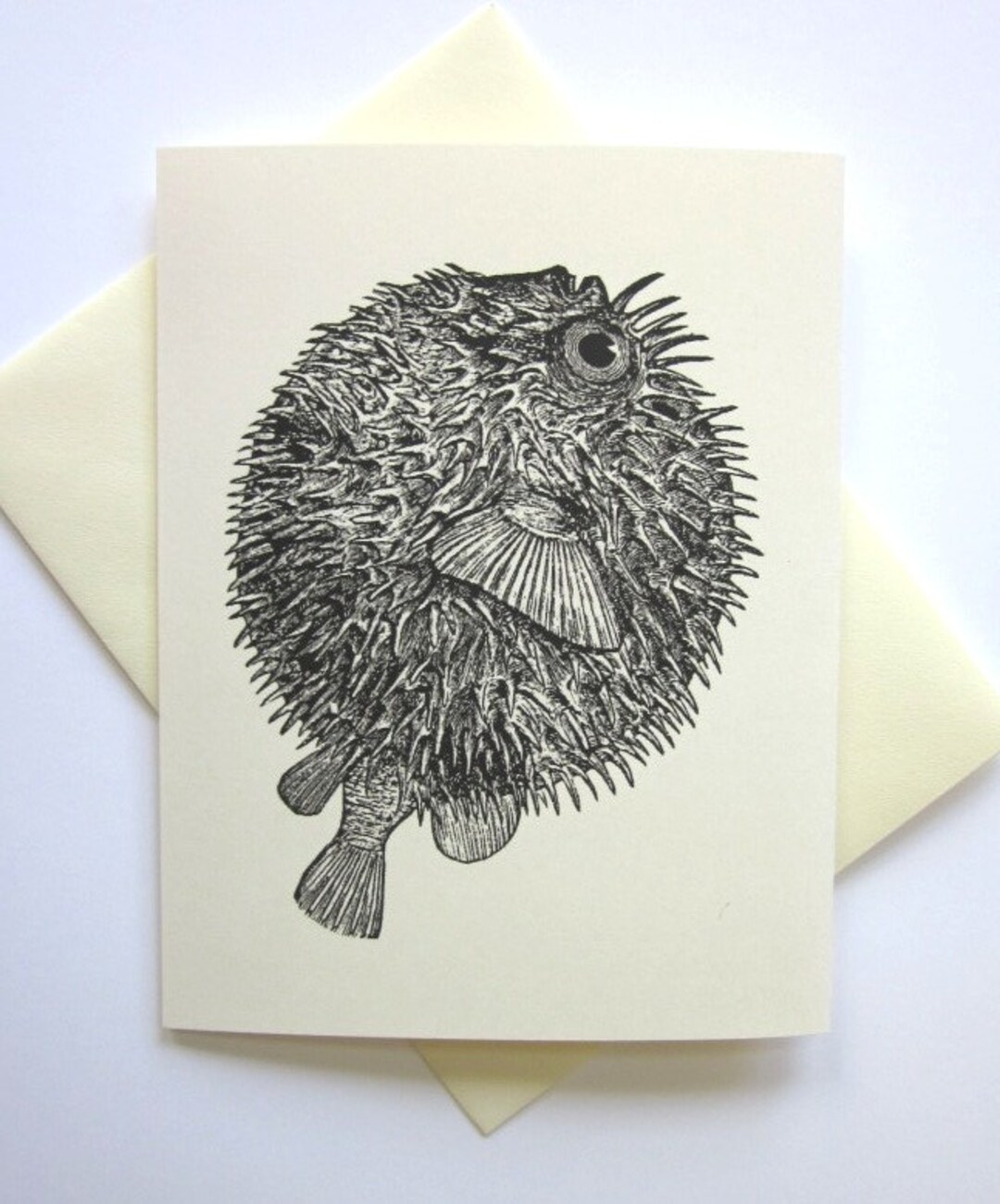 Blowfish Pufferfish Note Cards Stationery Set of 10 Cards in White or ...