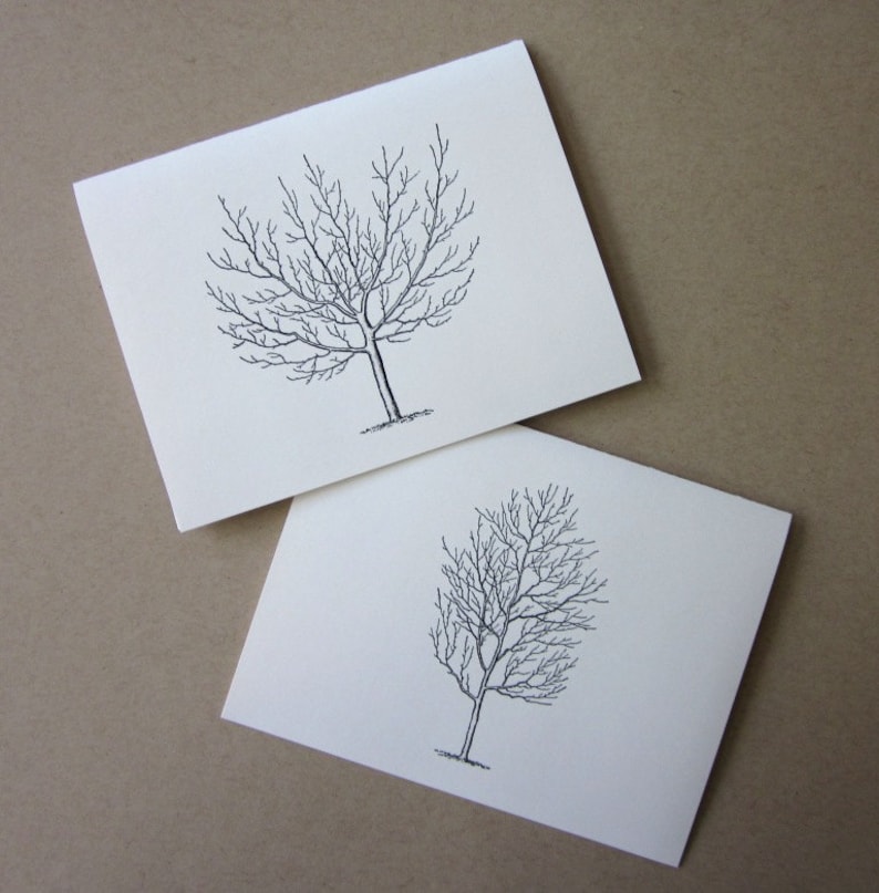 Winter Trees Note Cards Stationery Set of 10 Cards in White or | Etsy
