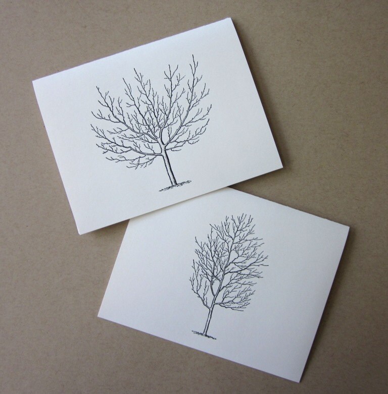 Winter Trees Note Cards Stationery Set of 10 Cards in White or - Etsy