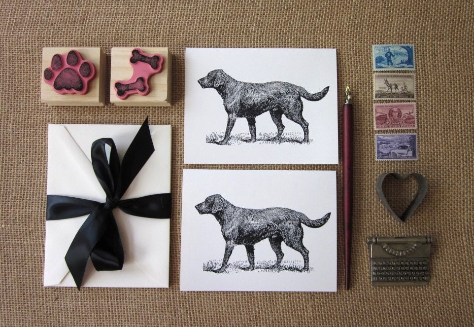 Black Labrador Retriever Dog Note Cards Stationery Set of 10 - Etsy