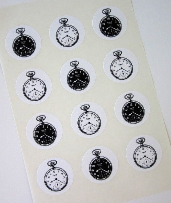 Pocket Watch Stickers One Inch Round Seals | Etsy