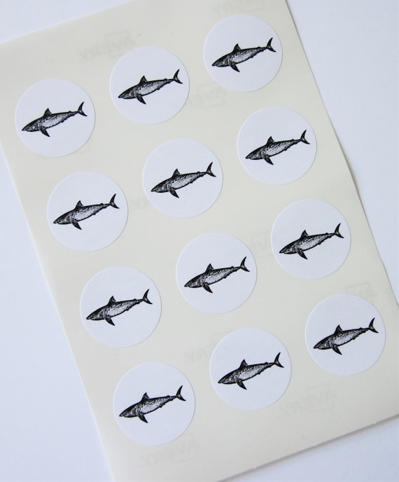 Shark Stickers One Inch Round Seals | Etsy