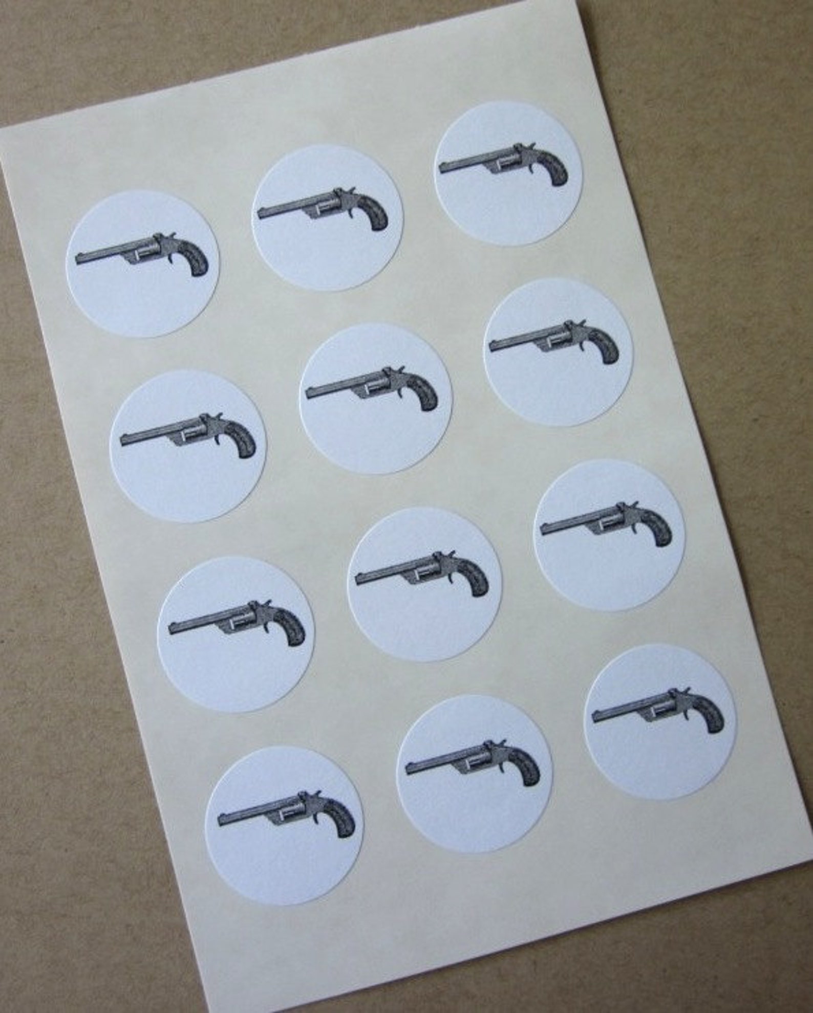 Gun Stickers One Inch Round Seals | Etsy
