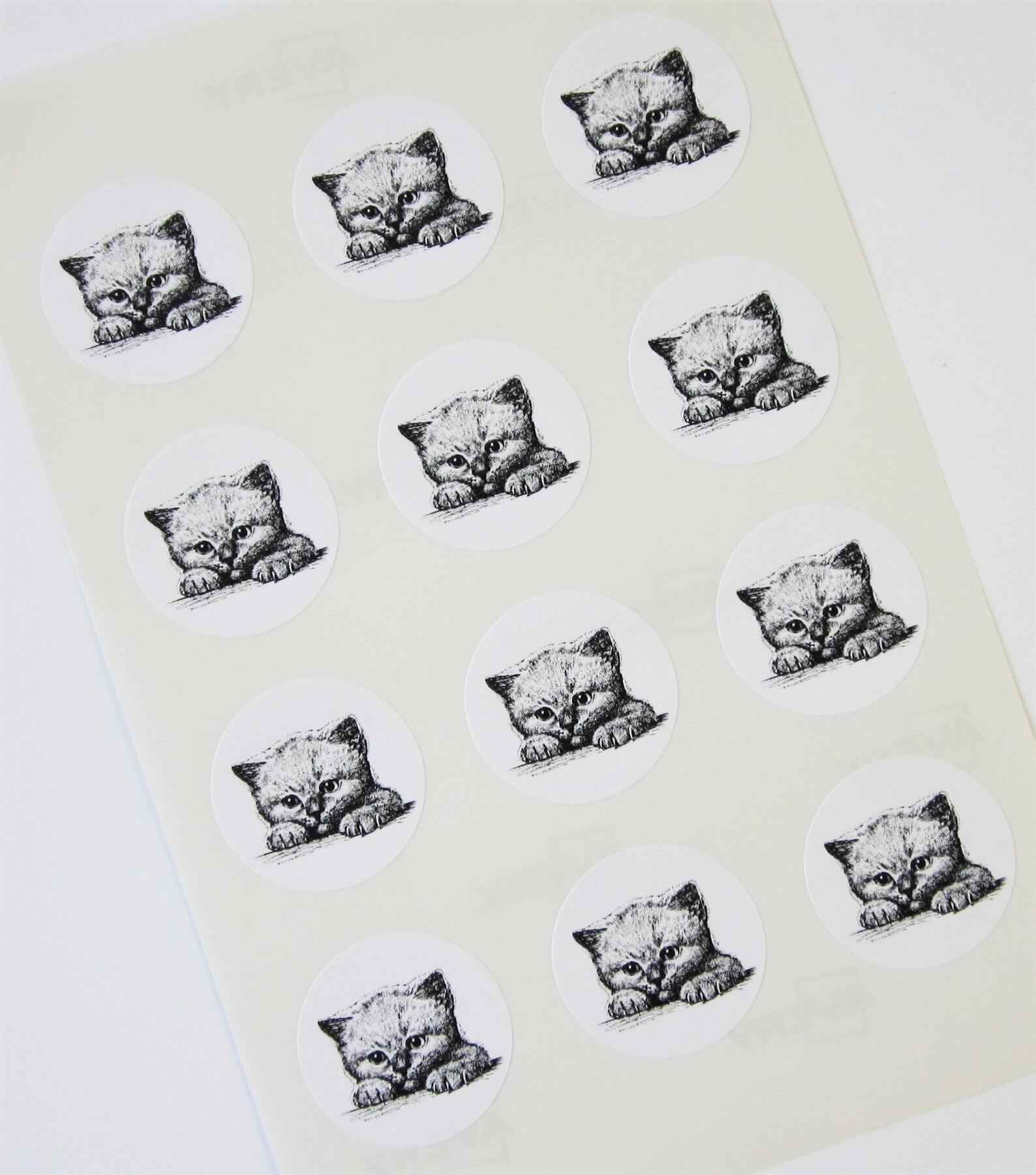 Kitten Cat Stickers One Inch Round Seals - Etsy