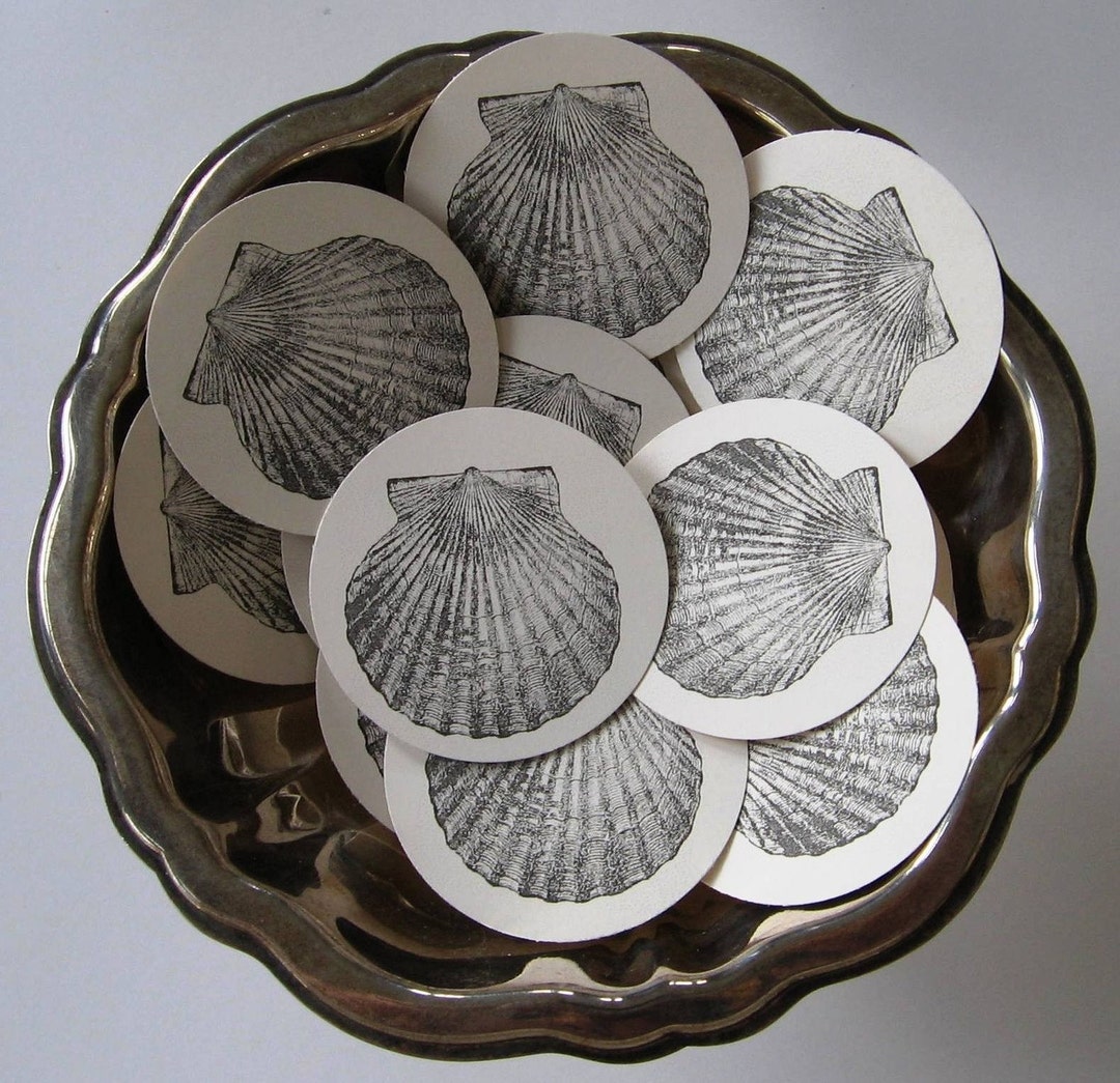 Scalloped Shell Tags Round Gift Tags Set of 10 - Etsy