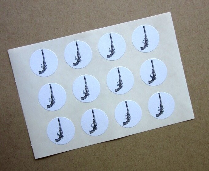 Gun Stickers One Inch Round Seals - Etsy