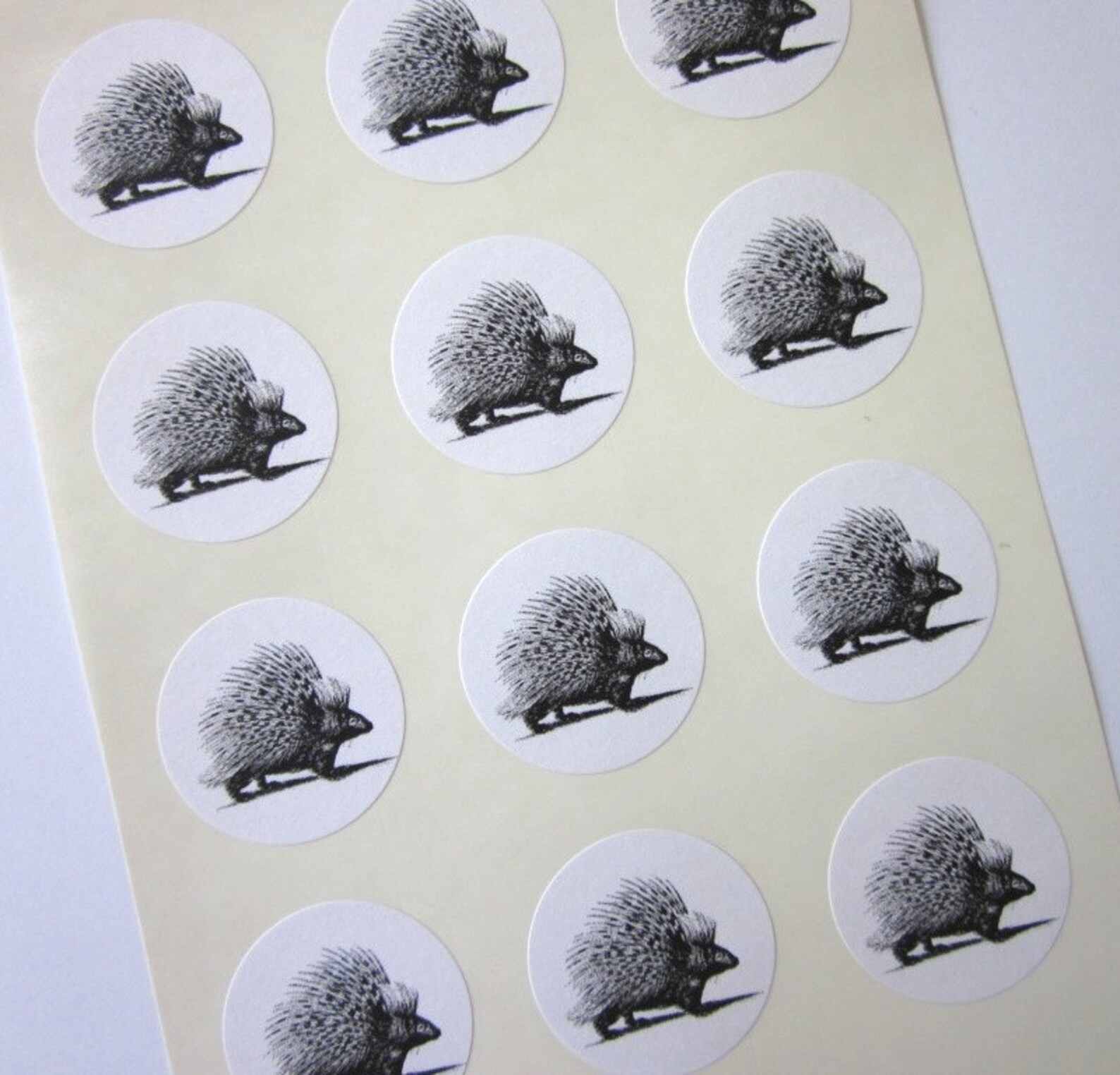 Porcupine Woodland Stickers One Inch Round Seals - Etsy