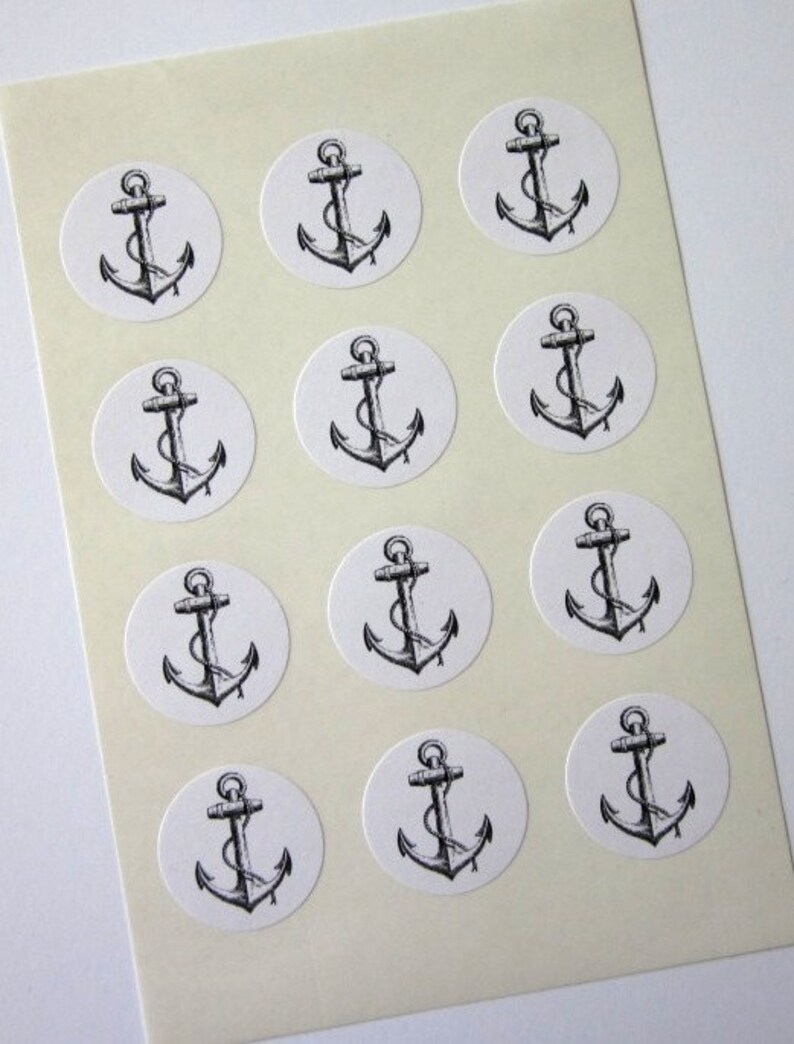 Anchor With Rope Stickers One Inch Round Seals - Etsy