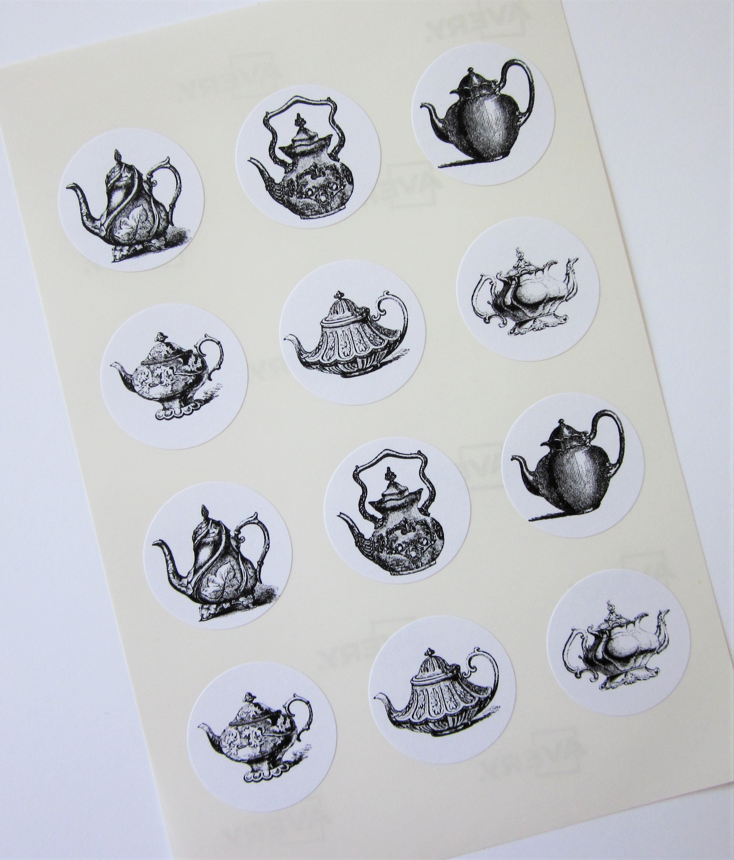 Teapot Stickers One Inch Round Seals - Etsy