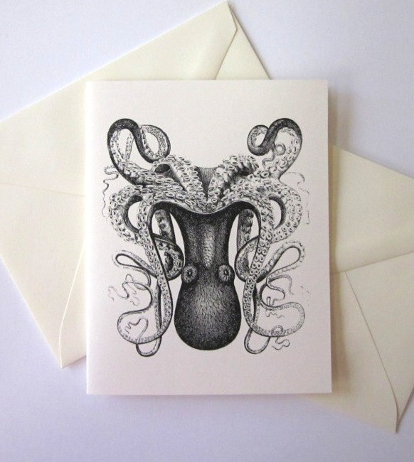 Octopus Note Cards Set of 10 With Matching Envelopes - Etsy