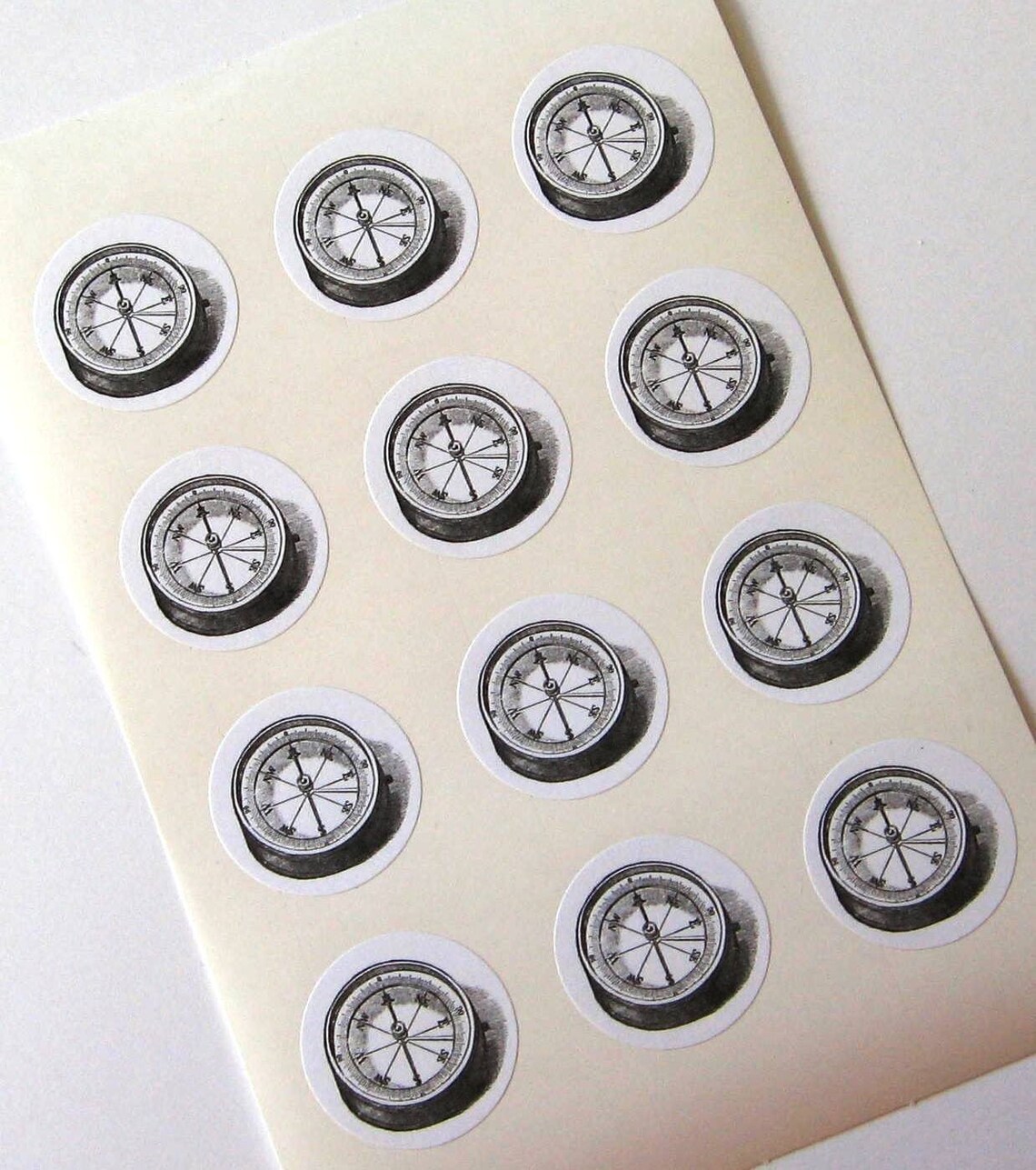 Compass Stickers One Inch Round Seals - Etsy