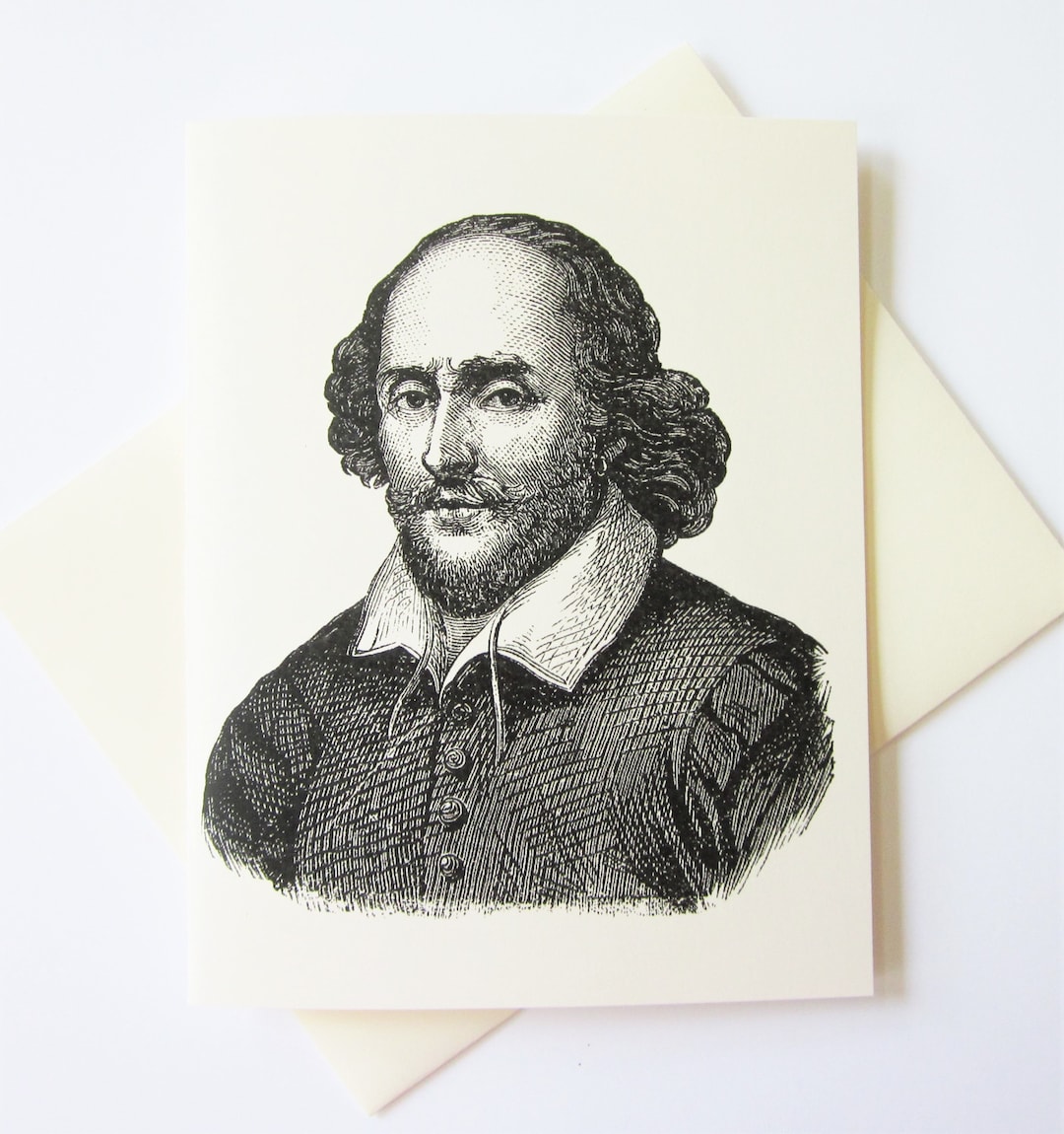 Shakespeare Note Cards Stationery Set of 10 Cards in White or Light ...