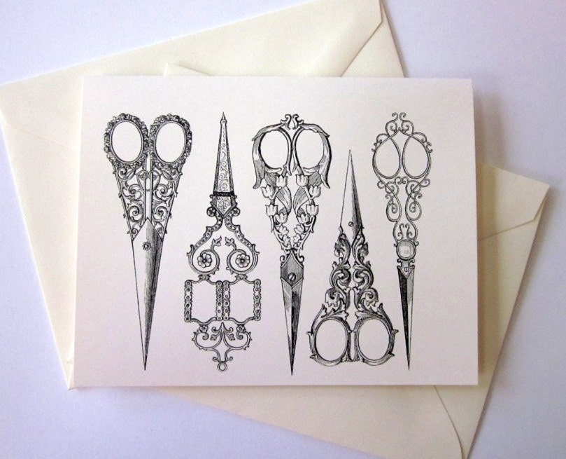 Vintage Scissors Note Cards Set of 10 With Matching Envelopes - Etsy