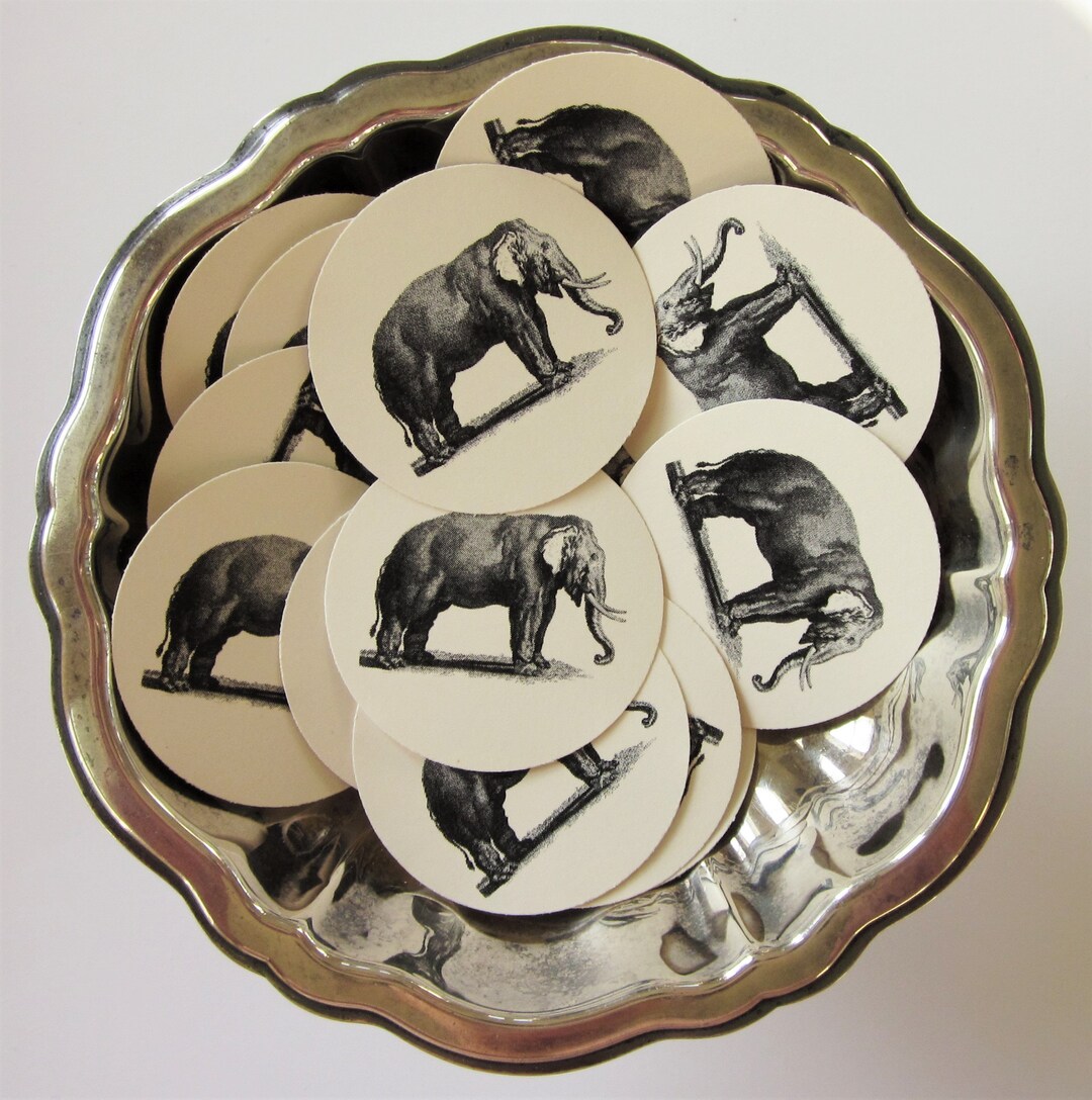 Elephant Tags Round Gift Tags Set of 10 - Etsy