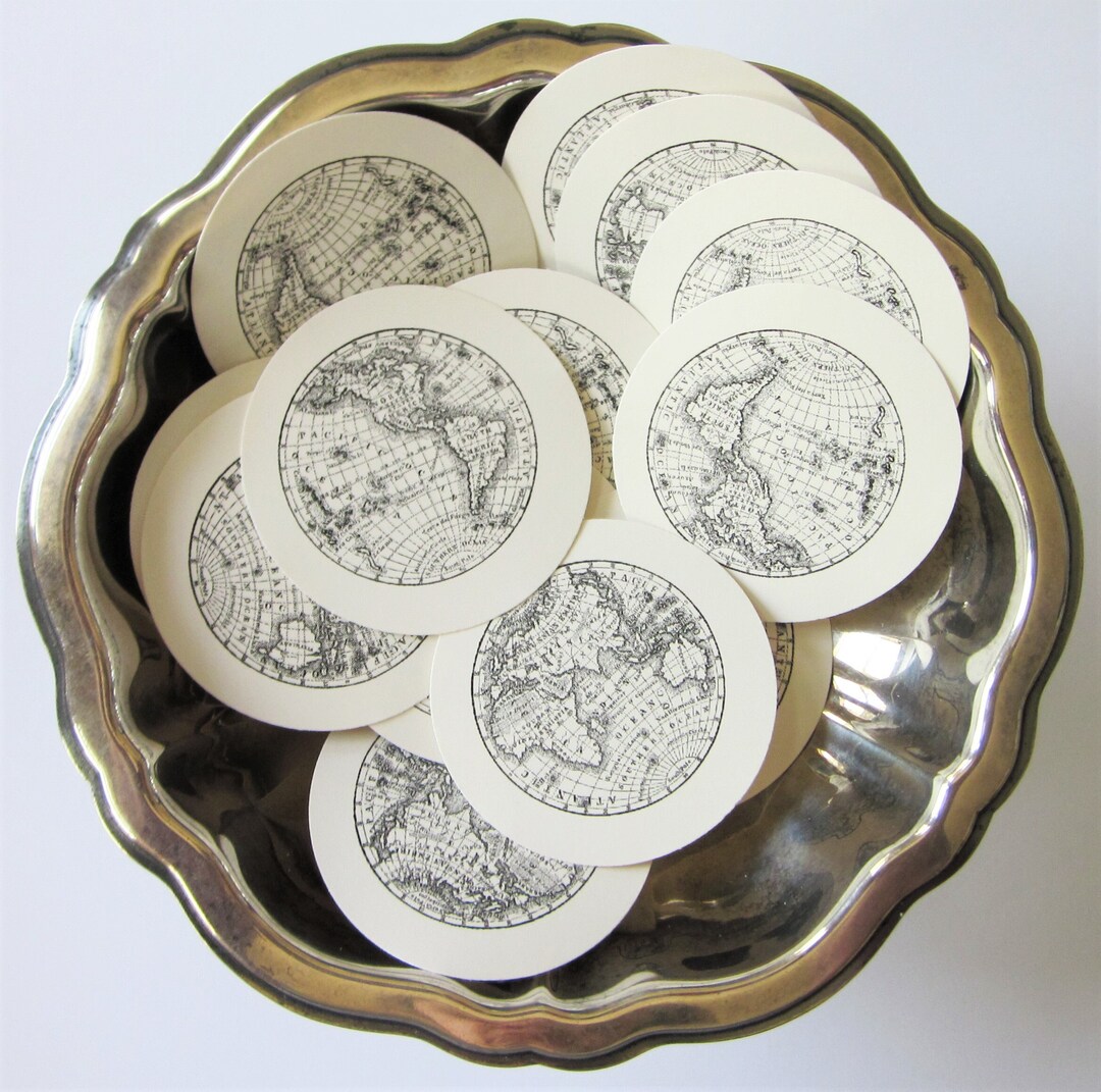 World Map Globe Tags Round Gift Tags Set of 10 - Etsy