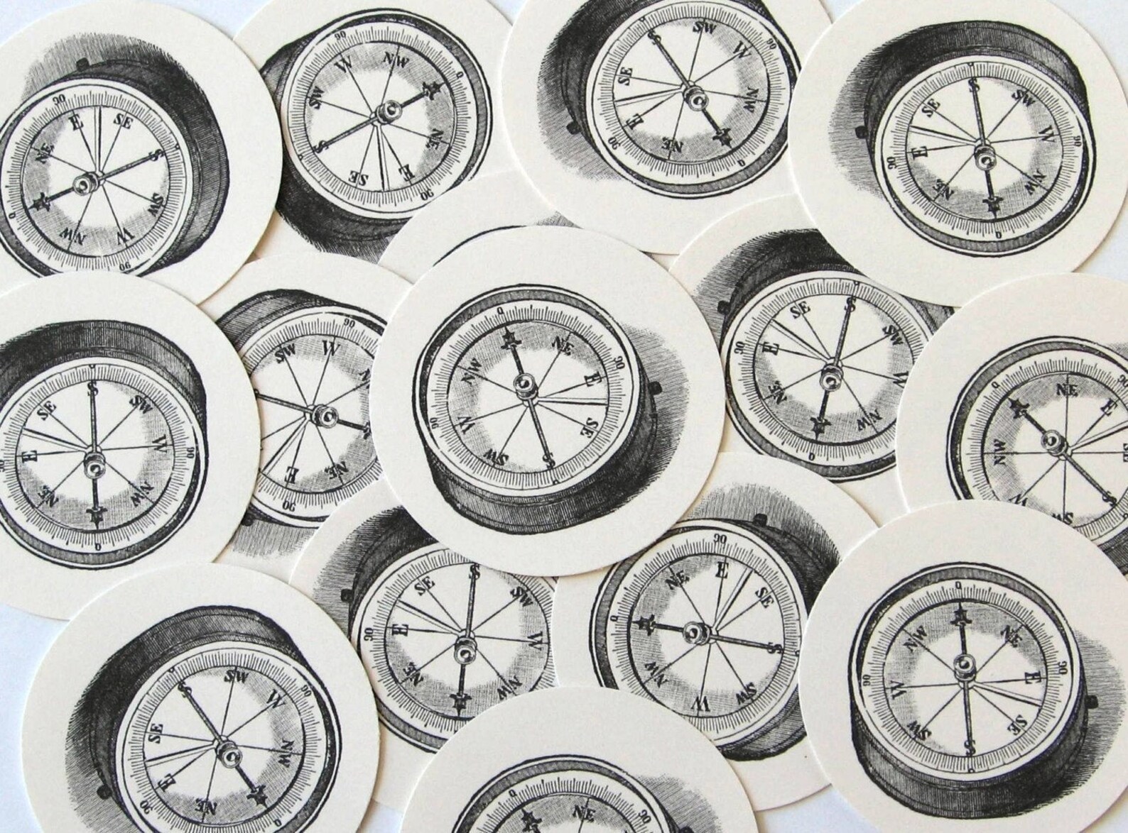 Compass Tags Set of 10 Round Paper Gift Tags - Etsy