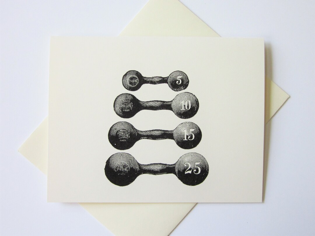 Dumbbell Weight Note Cards Set of 10 With Matching Envelopes - Etsy