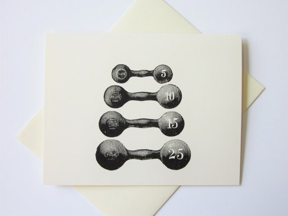 Dumbbell Weight Note Cards Set of 10 With Matching Envelopes - Etsy