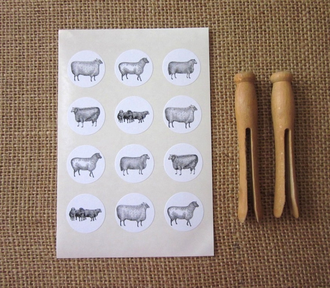 Sheep Lamb Stickers One Inch Round Seals - Etsy