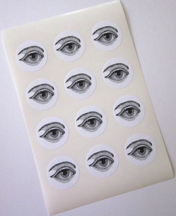 Eye Stickers One Inch Round Seals - Etsy
