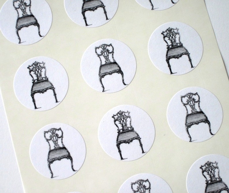 Vintage Chairs Stickers - One Inch Round Seals - Etsy