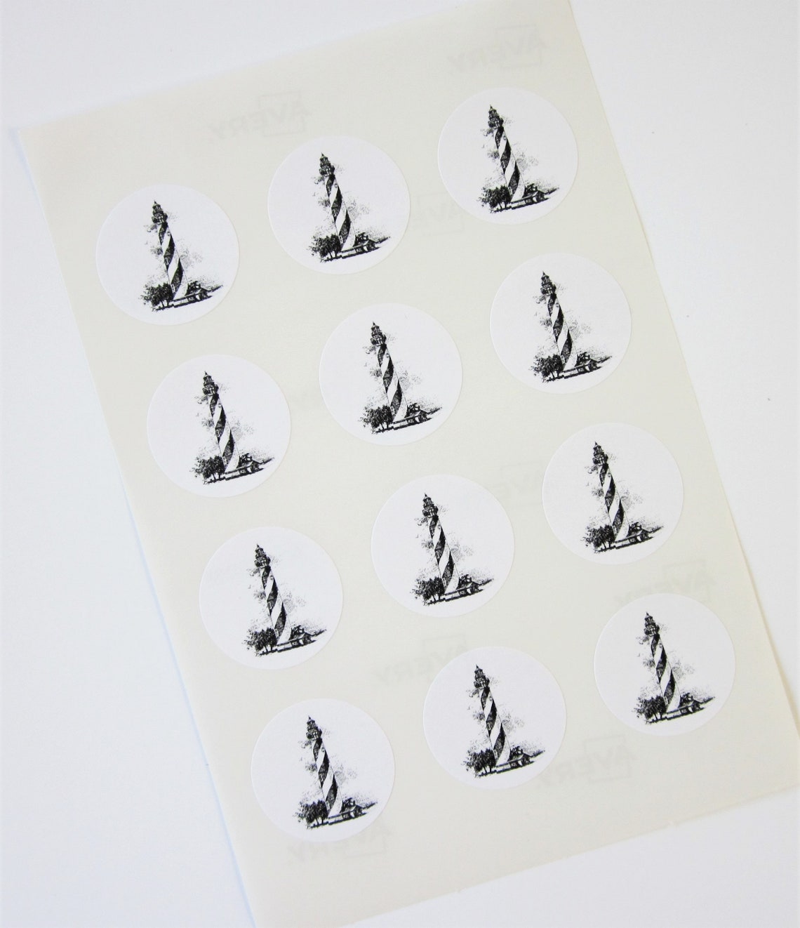 Lighthouse Stickers One Inch Round Seals | Etsy