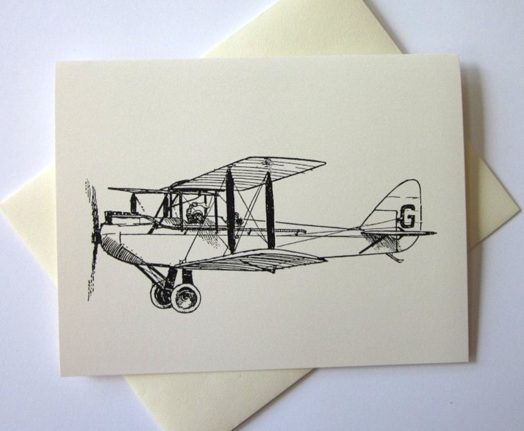 Airplane Note Cards Stationery Set of 10 Cards in White or Light Ivory ...