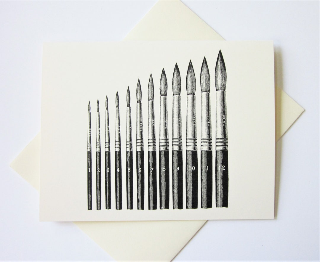 Paintbrush Note Cards Stationery Set of 10 Cards in White or Light ...