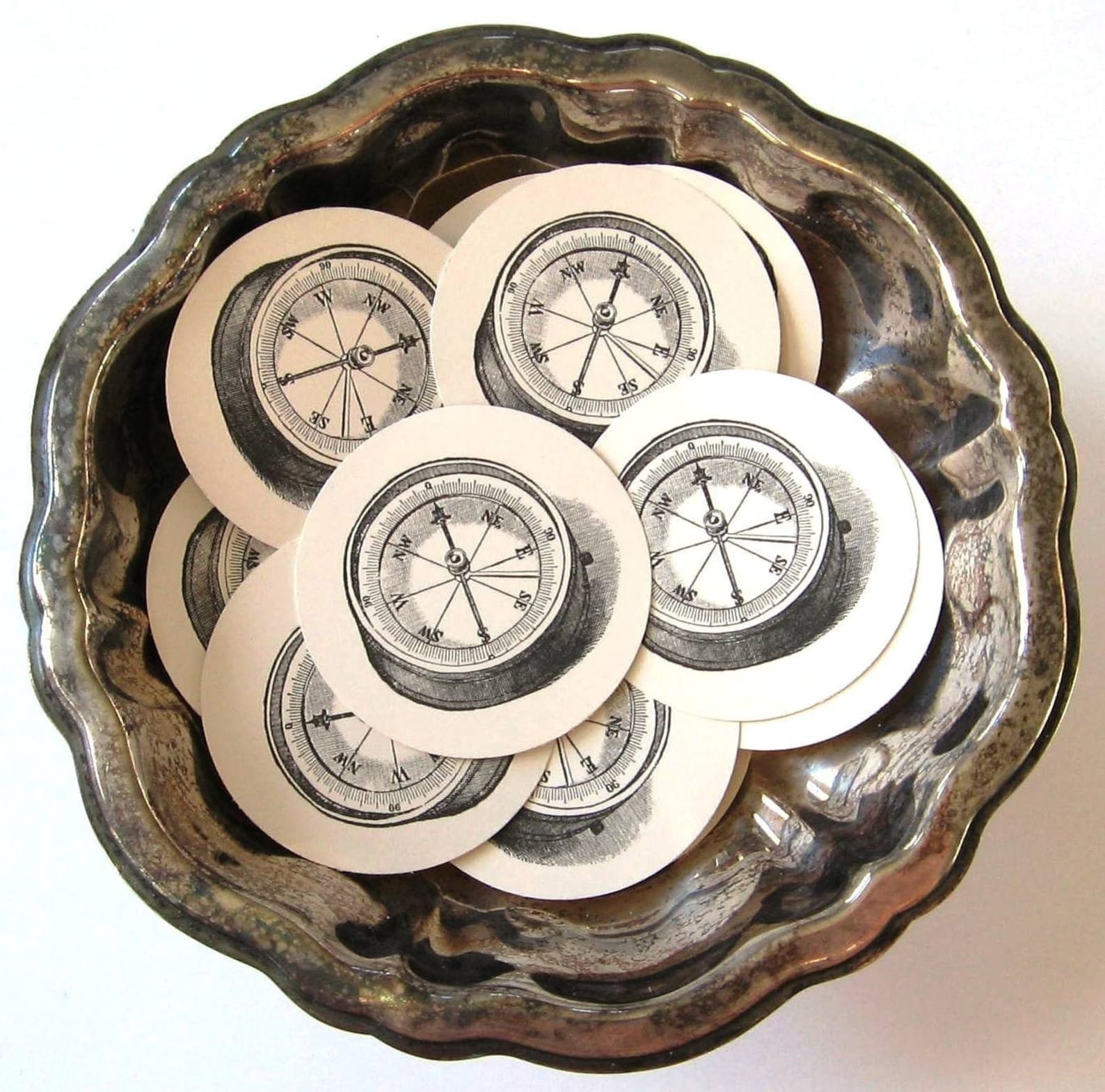 Compass Tags Set of 10 Round Paper Gift Tags - Etsy