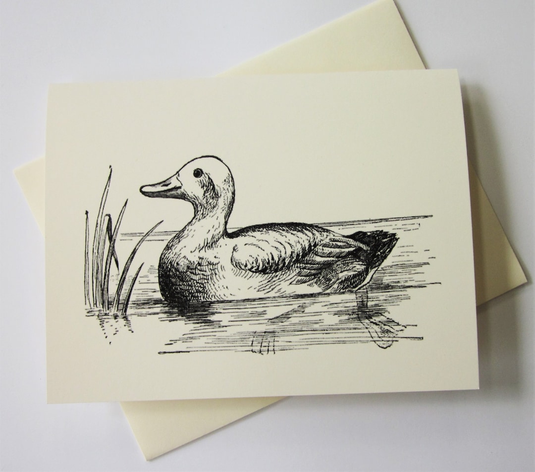 Duck Note Cards Stationery Set of 10 Cards in White or Light Ivory With ...