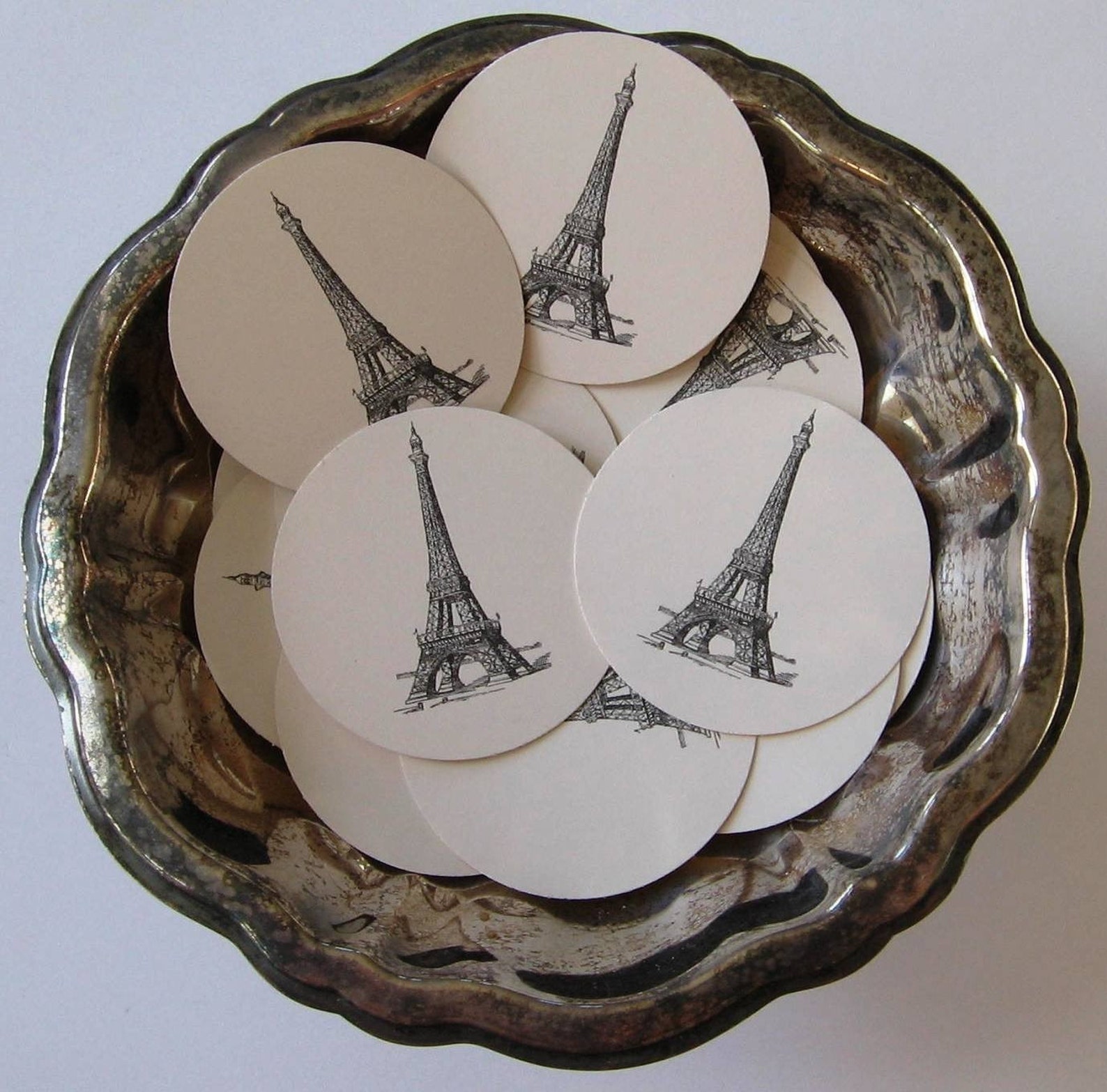 Eiffel Tower Tags Round Gift Tags Set of 10 | Etsy