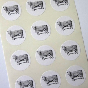 Cow Stickers One Inch Round Seals - Etsy
